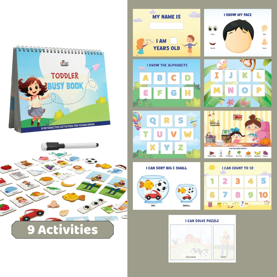 Toddler Busy Book - 9 in 1 activity binder ( Age 2 to 4) – My House Teacher