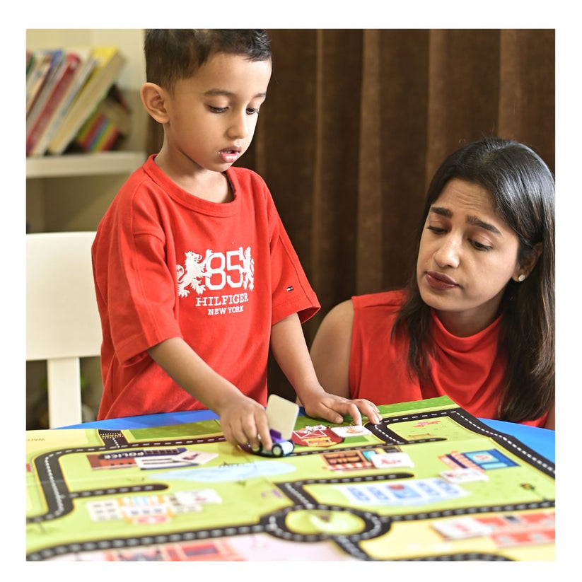 City Map Pretend Play - Non-Tearable Mat with Wooden Car and Community ...